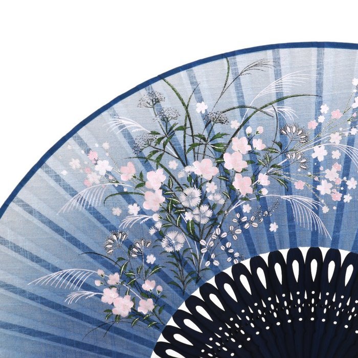 Hollow Rib Flower Hand Fan Folding Fan Pocket Fan (Blue) free image ...