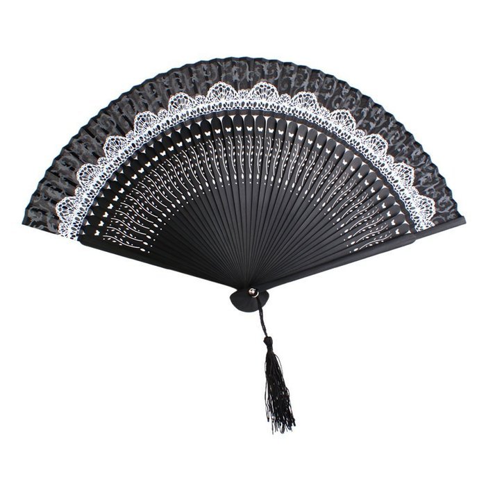 Hollow Rib Flower Hand Fan Folding Fan Pocket Fan (Blue) N8 free image ...