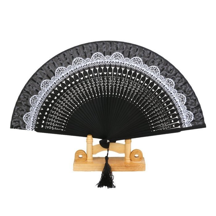 Hollow Rib Flower Hand Fan Folding Fan Pocket Fan (Blue) N10 free image ...