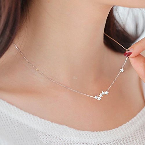 Women's Sterling Silver Small Crystal Star Pendant Necklace Neck ...