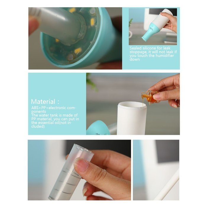 Mini Humidifier Home Air Diffuser USB Portable Cool Bottle Design LED ...
