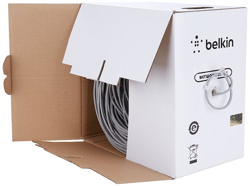 Belkin 250-Foot Cat5e PVC Stranded UTP Bulk Networking Cable (Gray) N3 ...