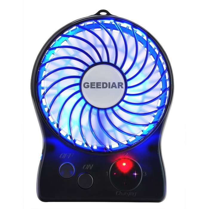 Portable Mini USB Fan GEEDIAR 3 Speed Control Rechargeable Table Desk ...