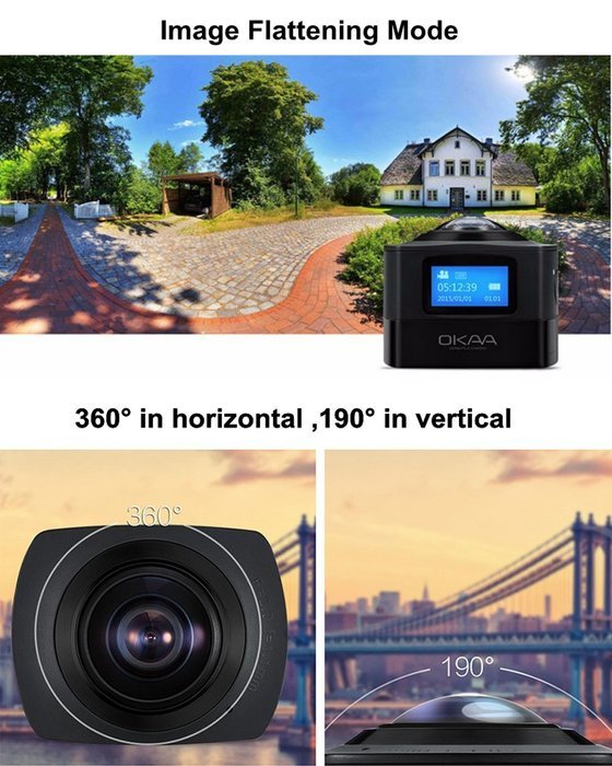 Blueskysea OKAA Sports Action Panoramic Camera WIFI VR 1440P 360 Video ...