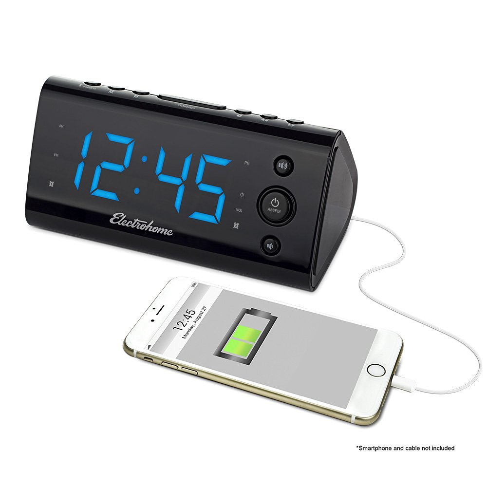 Electrohome Alarm Clock Radio with USB Charging for Smartphones ...