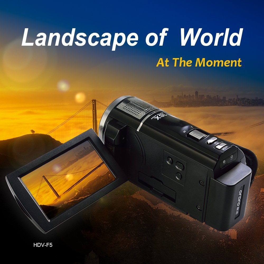 Ordro FHD 1080P 30fps Camcorder 24MP Resolution 3" Rotation Touchscreen ...