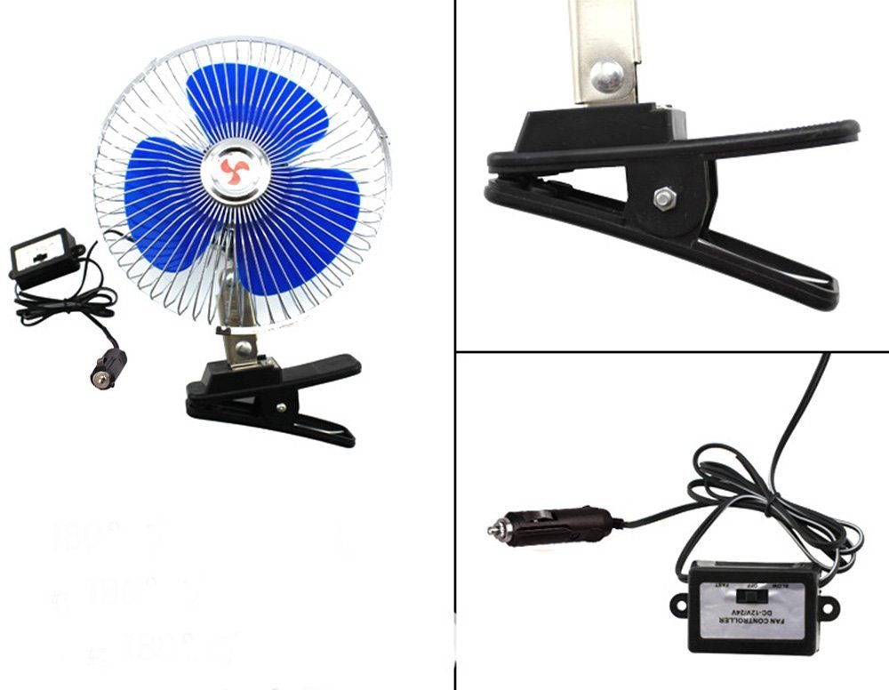 Happykueen 6 Inch 12V Portable Vehicle Auto Car Fan Oscillating Car ...