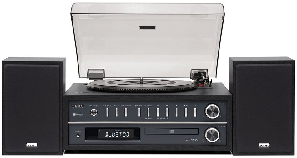 Teac MC-D800-BLK All-In-One Turntable Speaker System with Bluetooth ...