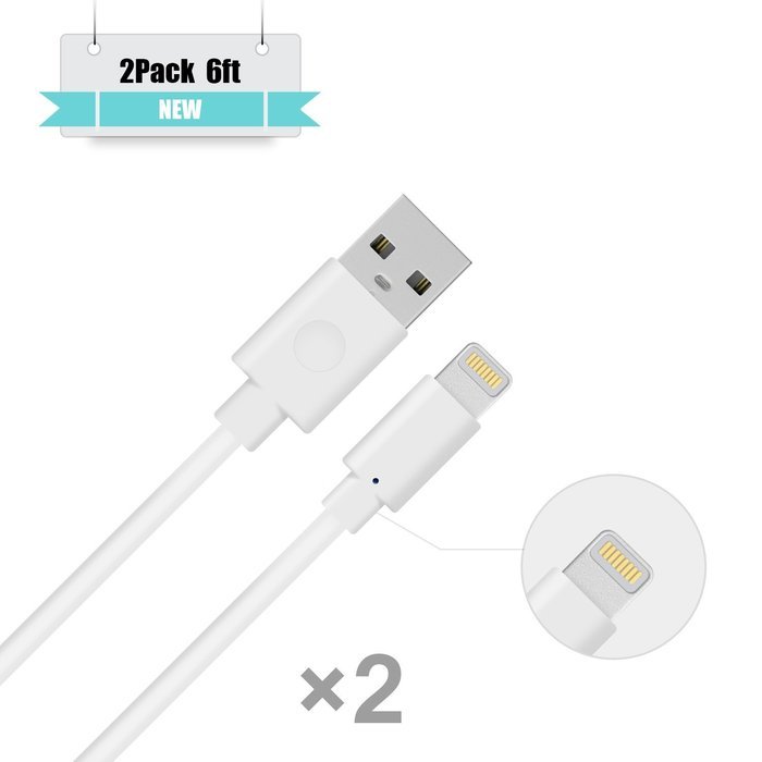 Nikolable iPhone cable 2pcs Lightning to USB Cable, 10ft Charging and ...