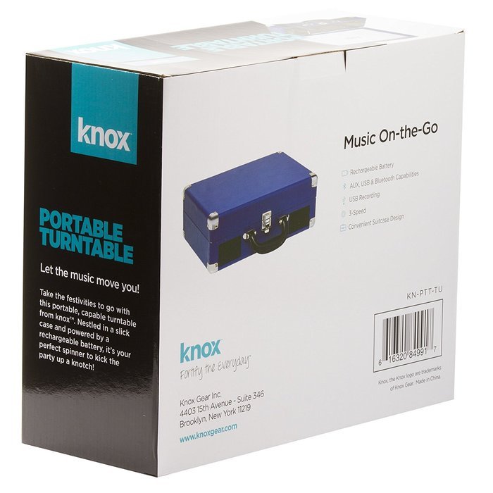 Knox Portable Bluetooth USB Turntable with Built-in Speakers (Blue ...