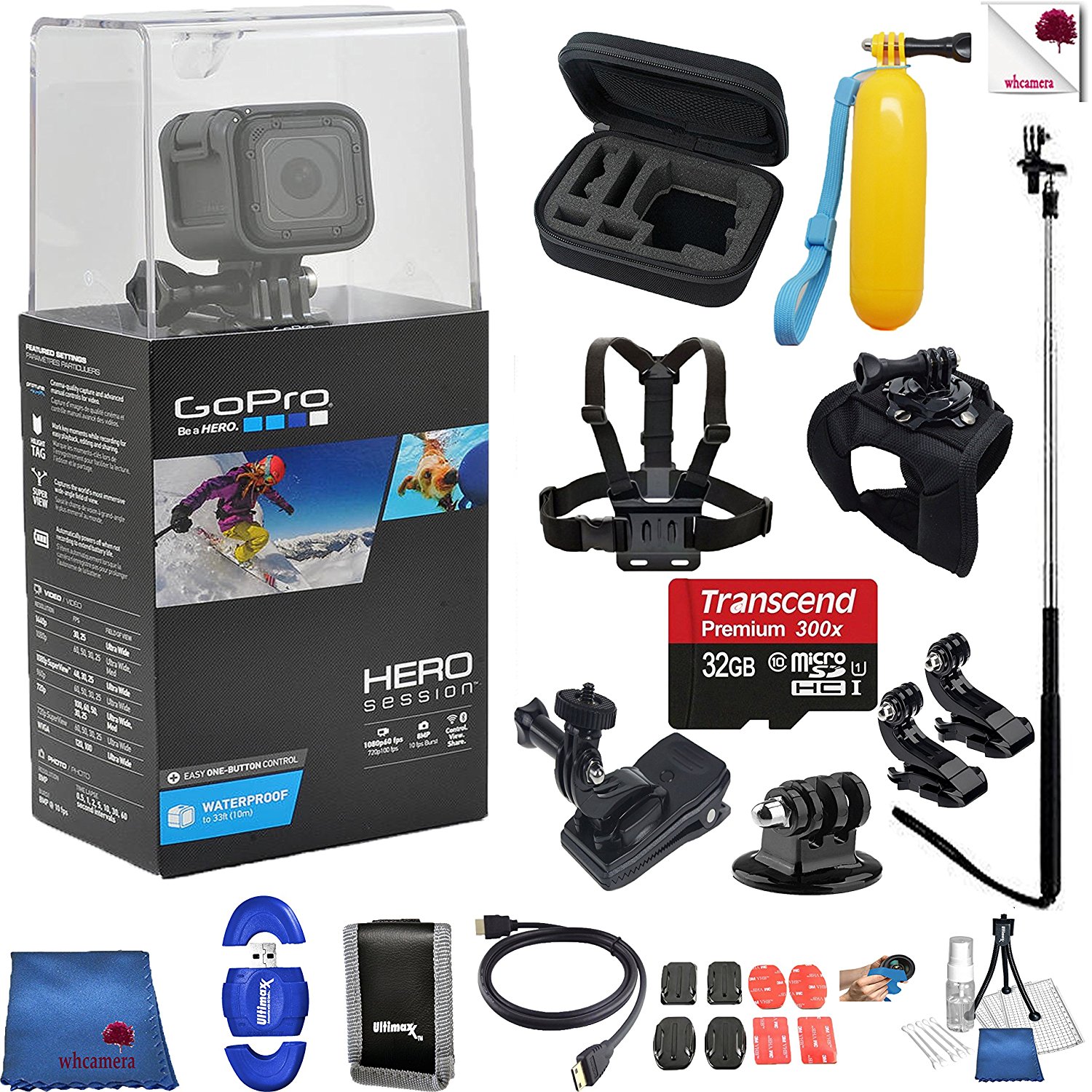 Gopro Hero 4 Session 14 Piece Extreme Bundle Includes: Go Pro Hero4 Session + Case + Floaty ...