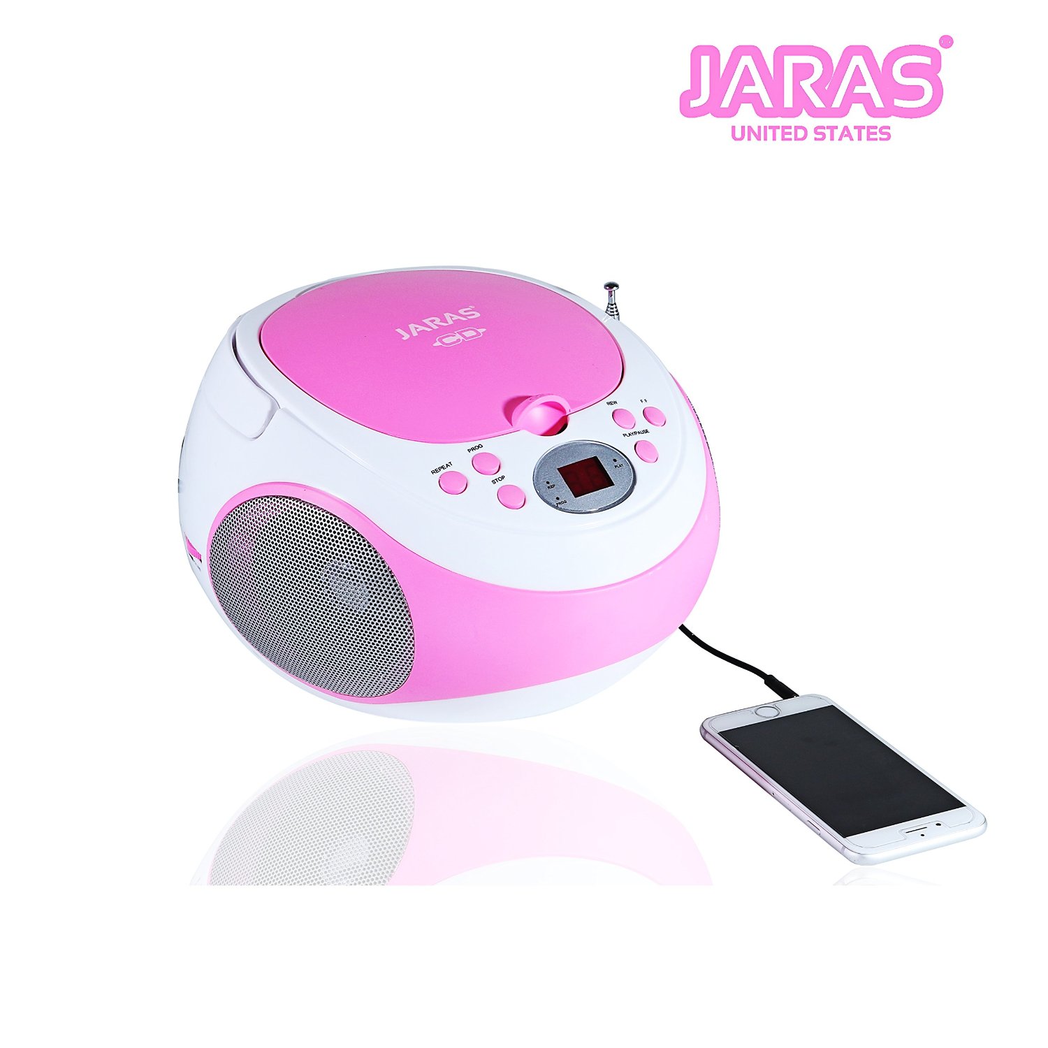 Jaras Limited Edition Portable Pink Boombox Stereo CD Player with AM/FM ...