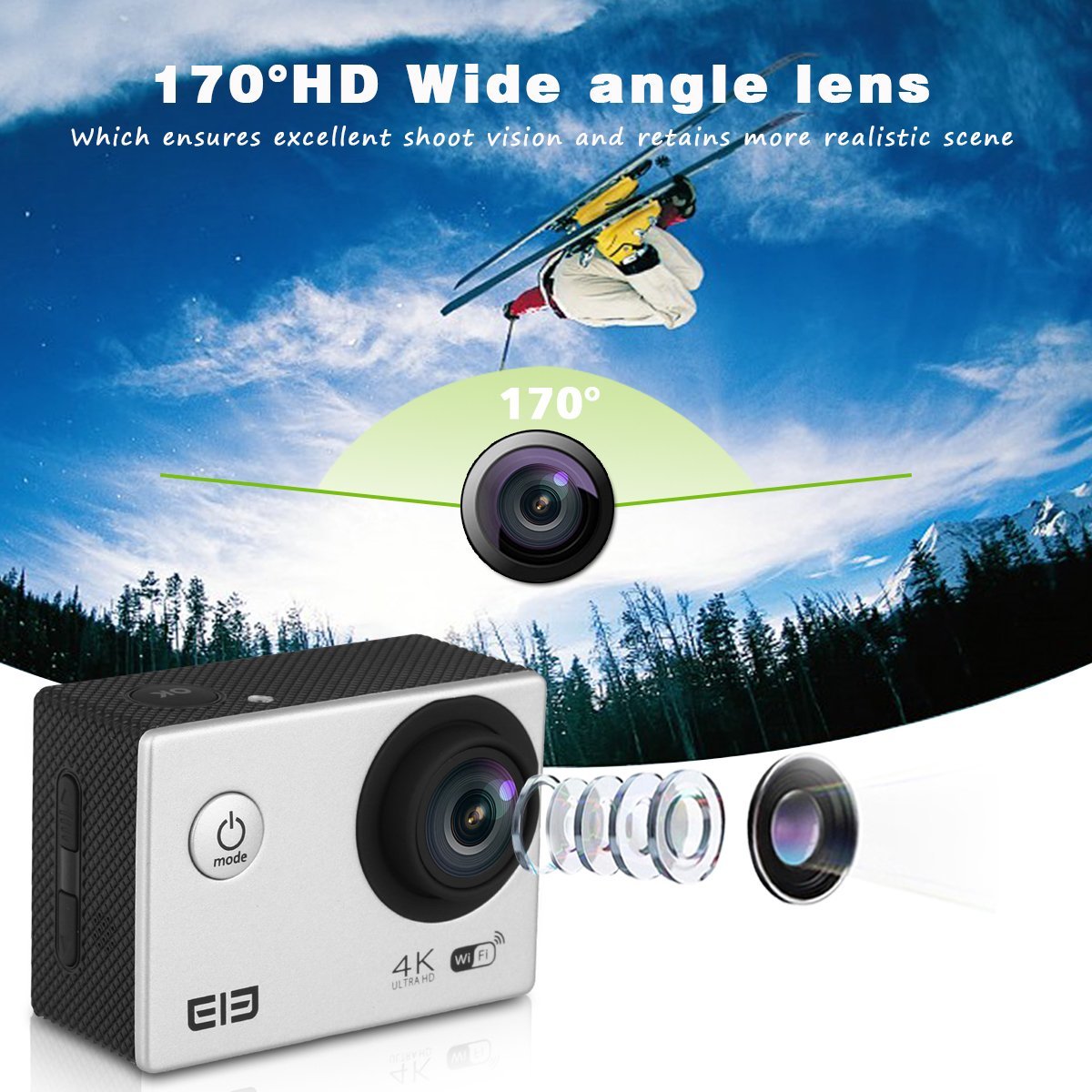 Elephone ELE Explorer Action Camera Wifi Ultra HD 4K 15fps 16MP 2.0 ...