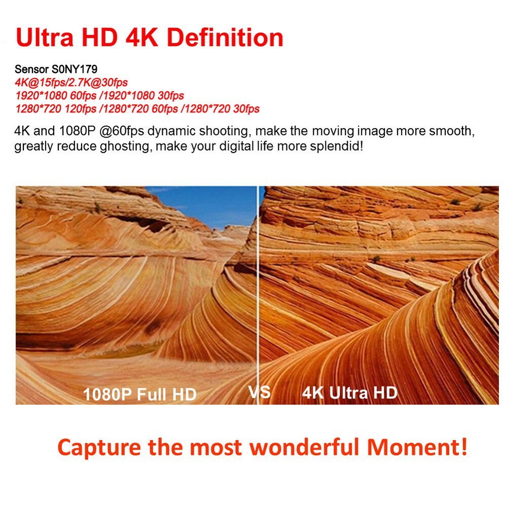 NiceEshop(TM) 4K HD Wifi Action Camera 2.0 Inch 170 Degree Wide Angle ...