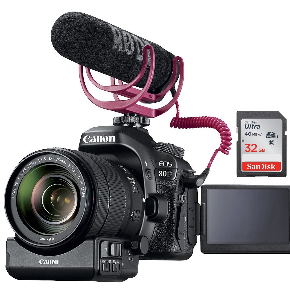Canon EOS 80D Wi-Fi Digital SLR Camera & 18-135mm IS Video Creator Kit ...