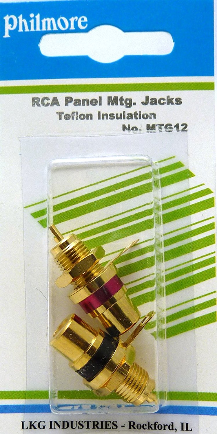 2 Philmore Gold-Plated RCA Panel Mount Jacks with Teflon Insulator, Red ...