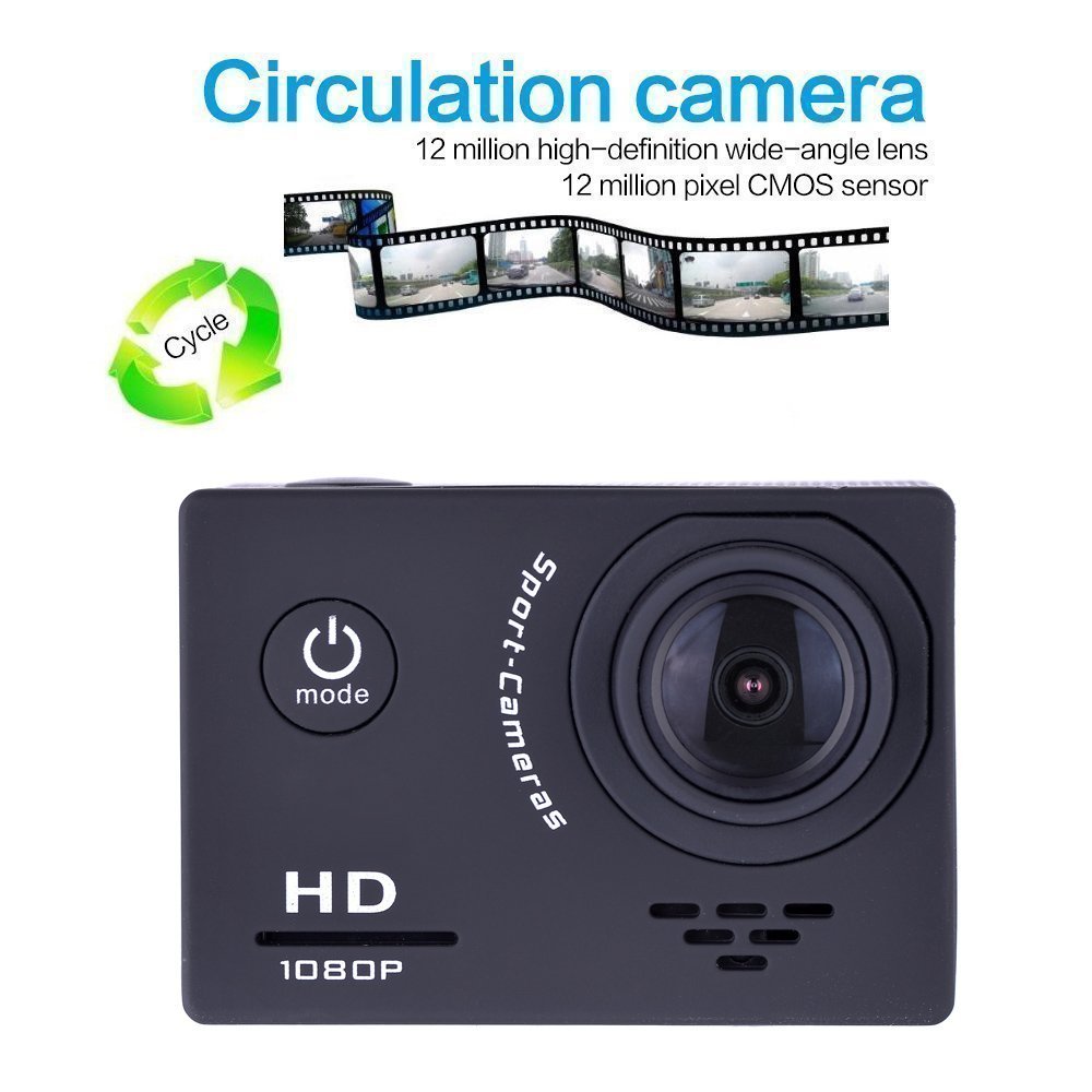 Pacuwi 1080P HD Sports Action Camera, 12MP 2 Inch LCD, 170 Degree Wide ...