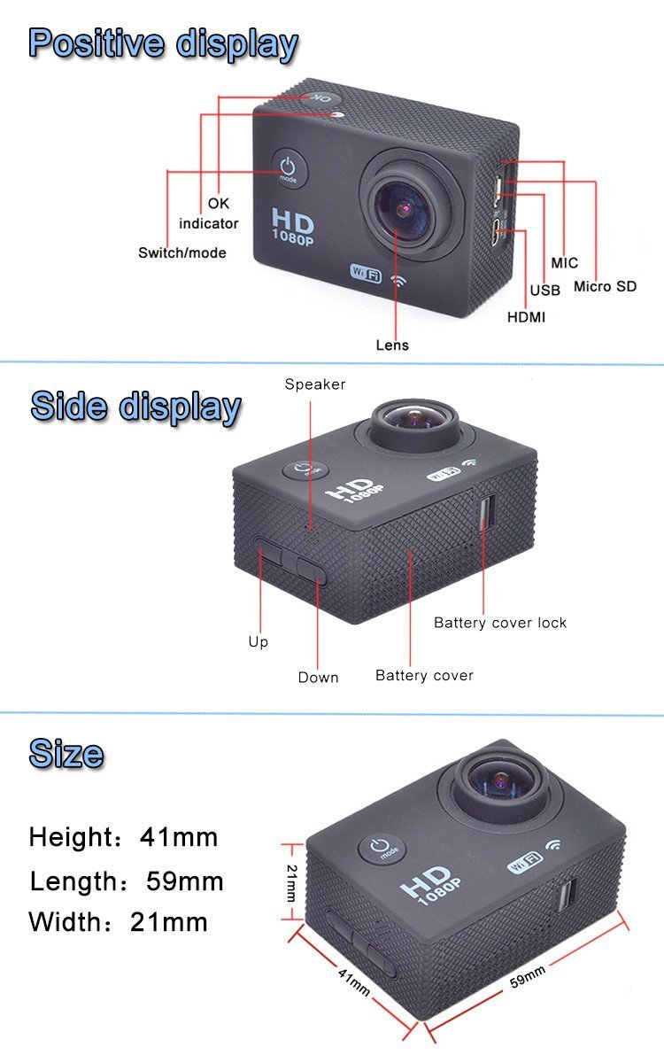 SJ4000 wifi Mini Blue WIFI HD 1080P 12MP Waterproof Camcorder Extreme ...