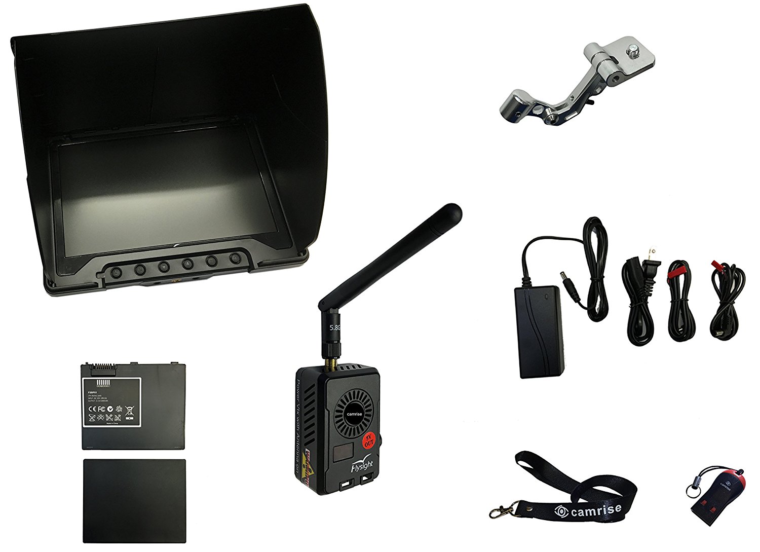 Flysight FPV Pro, 40ch Flysight Black Pearl Monitor with Sunshade & (2 ...