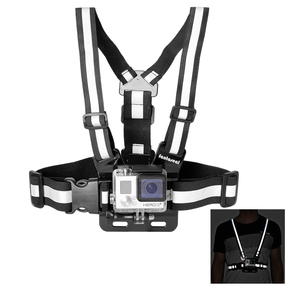 Fantaseal Action Camera Chest Mount Hi-Reflective Safety Vest for GoPro ...
