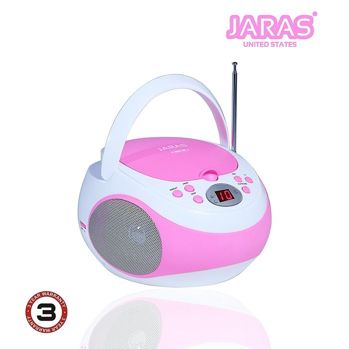 Jaras Limited Edition Portable Pink Boombox Stereo CD Player with AM/FM ...