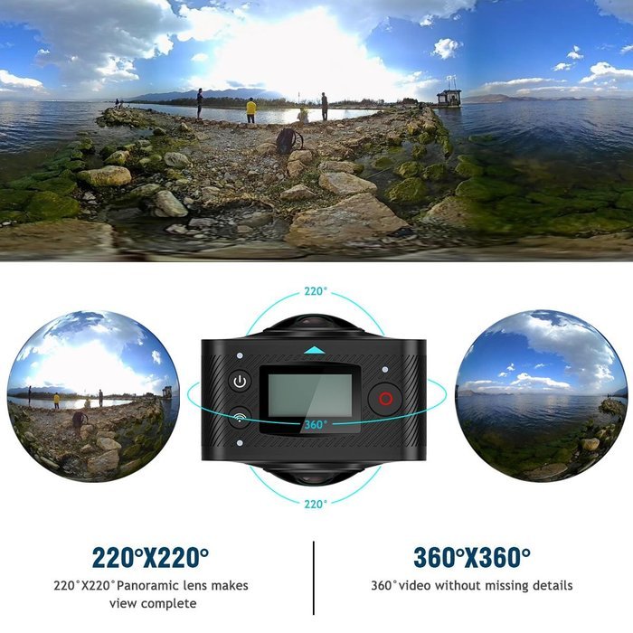 Elephone 360 Degree Mini VR Dual Spherical Lens 1080P @30fps Full HD Wi ...