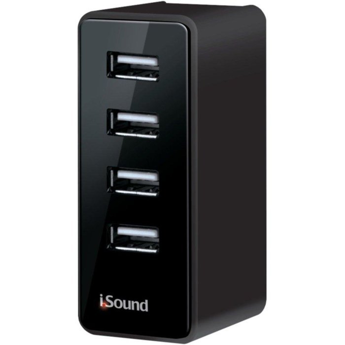 ISOUND ISOUND-2152 2.1-Amp 4-Port Rubberized USB Wall Charger Pro ...