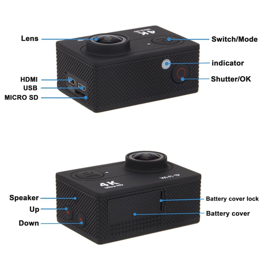 MARVUE MA90 4K WIFI Sports Action Camera FULL HD 1080P 60fps 16MP ...