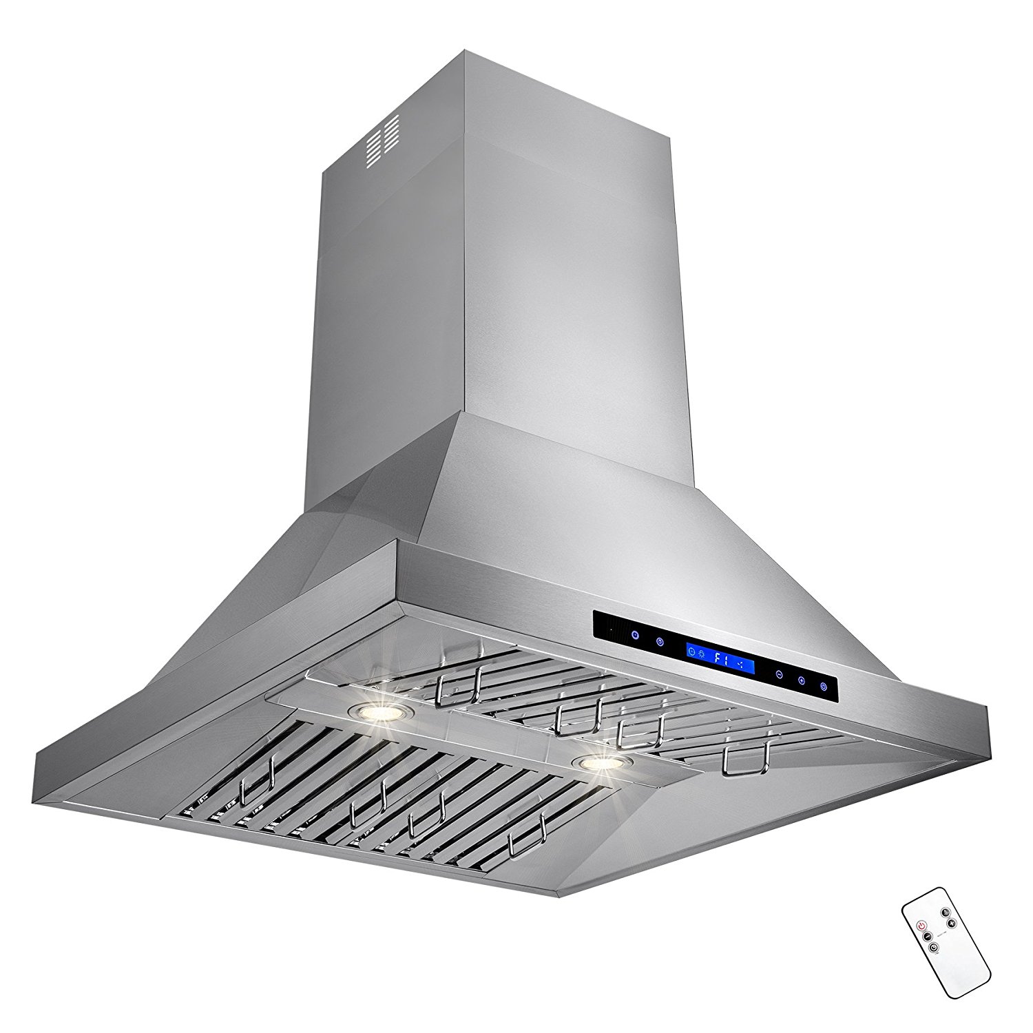 AKDY® 30" Stainless Steel Island Mount Range Hood Touch Screen Display ...