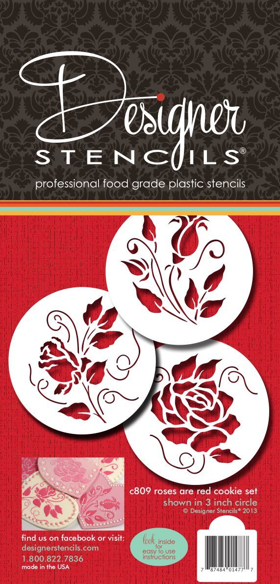 Designer Stencils C809 Roses are Red Cookie Stencil Set, Beige/Semi ...