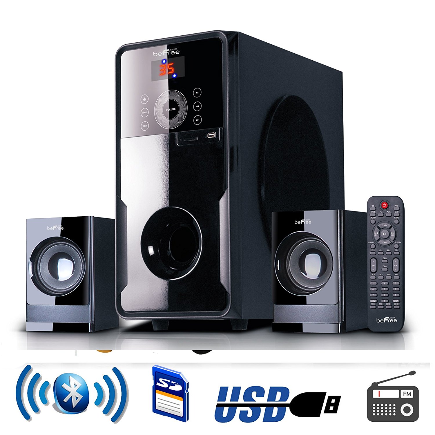 BeFree Sound 2.1 Bluetooth Speaker System for any PC or Home ...