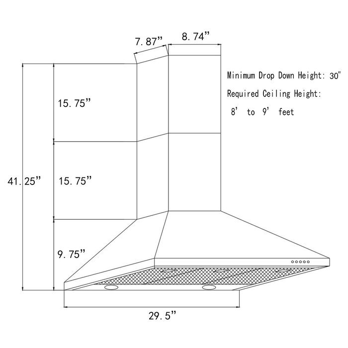 FIREBIRD 30" Wall Mount Black Stainless Steel Push Button Touch Control ...