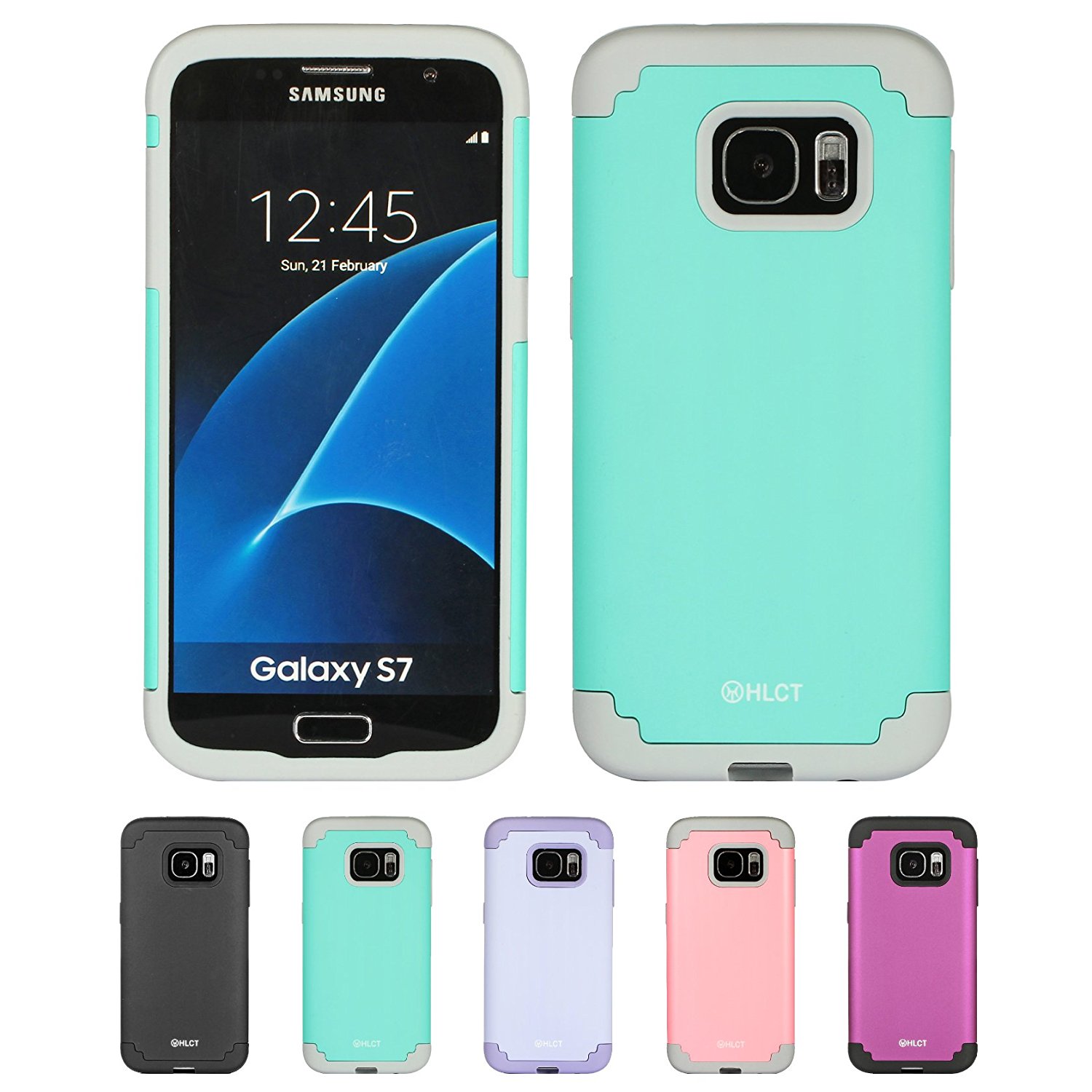 Galaxy S7 Case, HLCT Slim Hybrid Soft Interior Silicone Hard PC Back ...