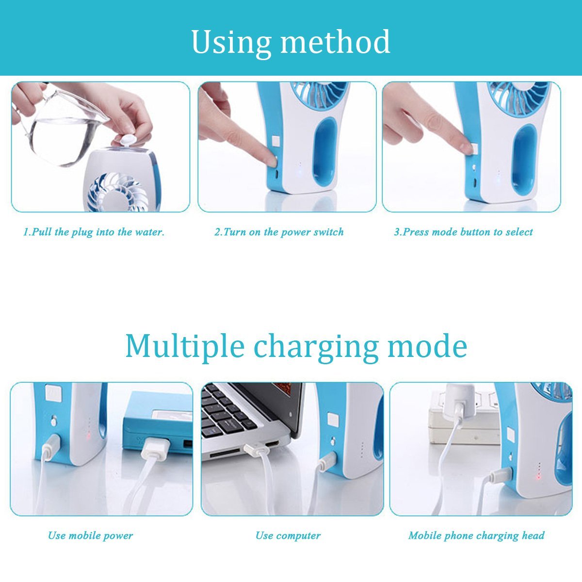 D-FantiX Handheld Fan Battery Operated Portable Water Misting Fans ...