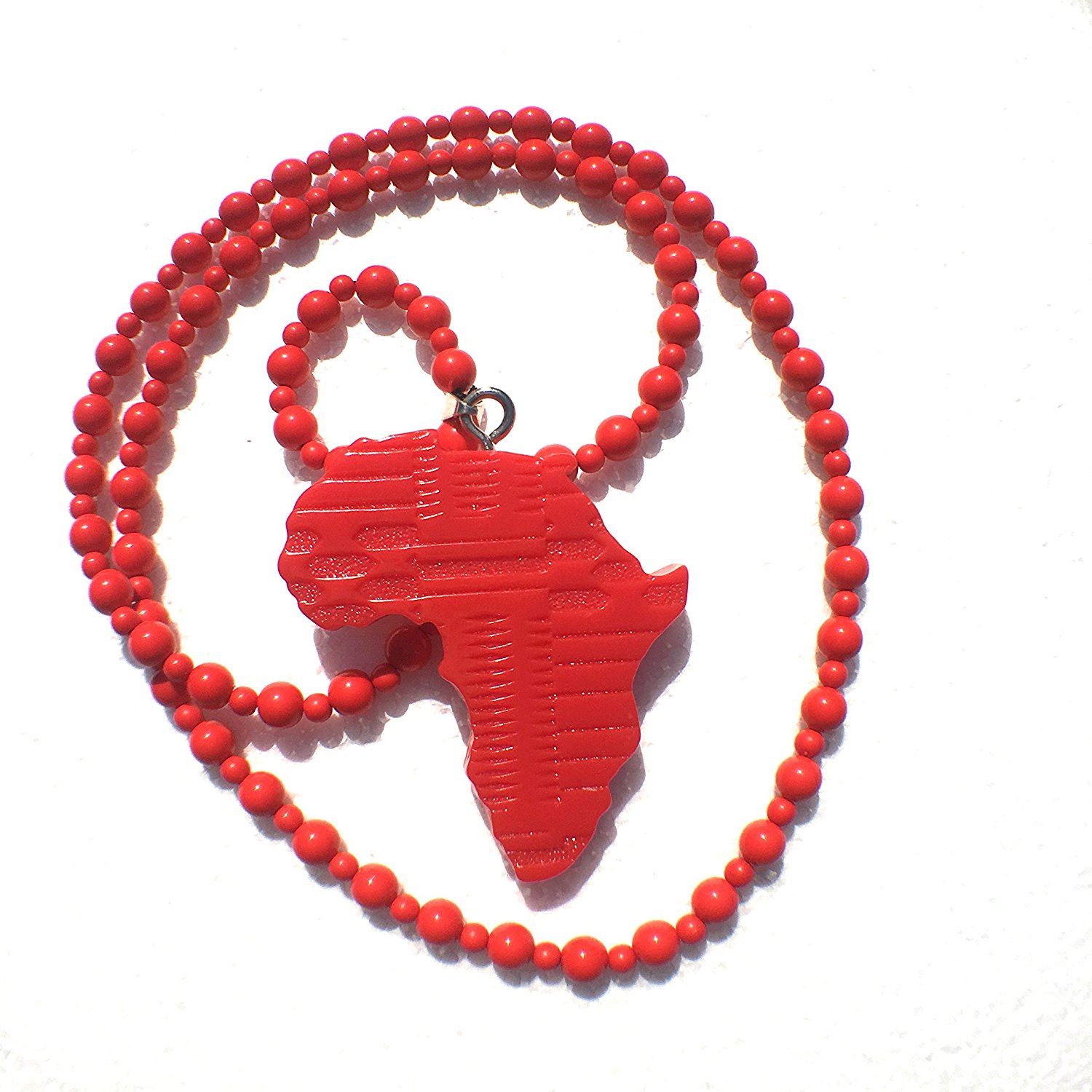 Africa PRIDE Hand made resin Red African Map style Pendant BEAD ...
