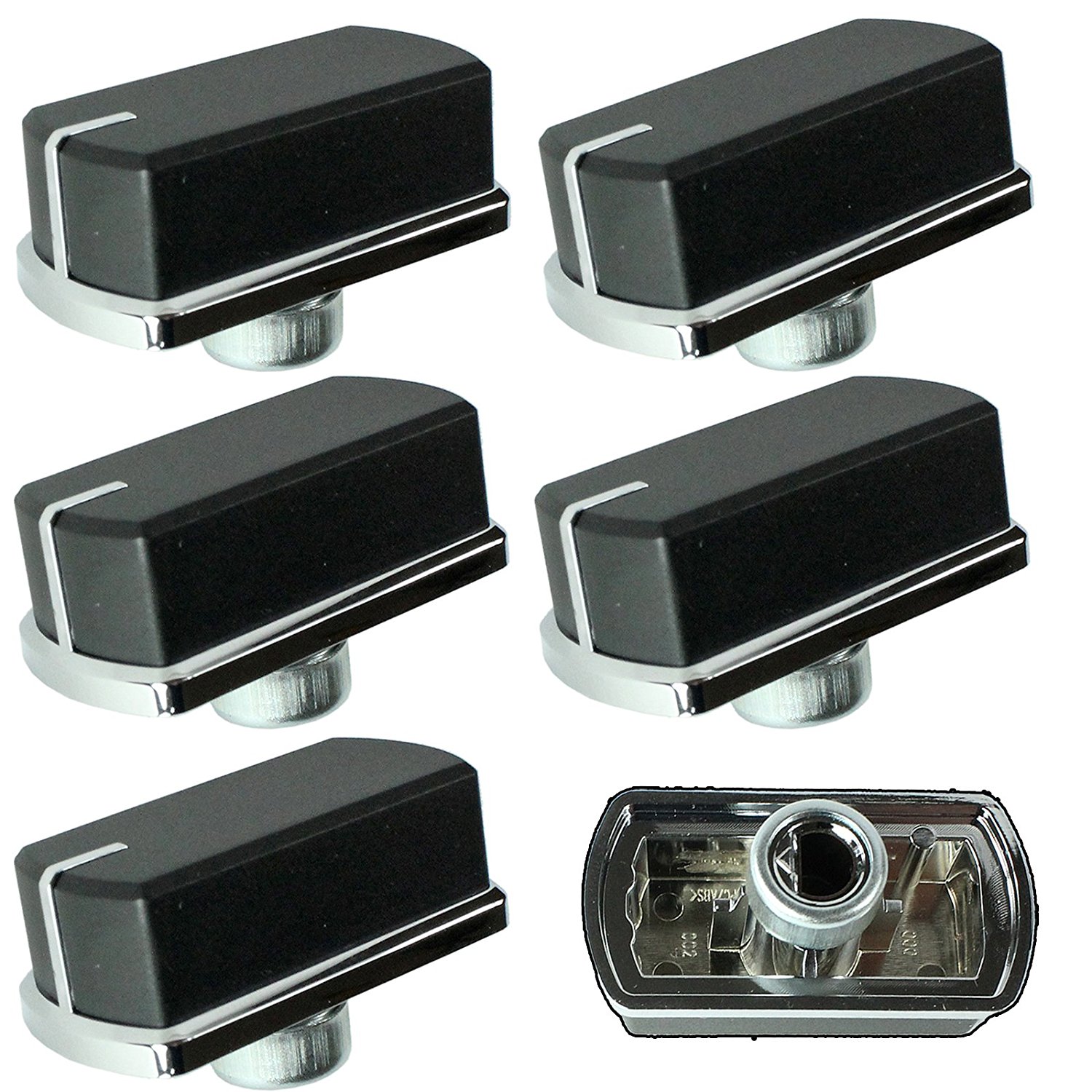 Belling Hob Oven Cooker Control Switch Knobs (Black / Silver, Pack of 6 ...