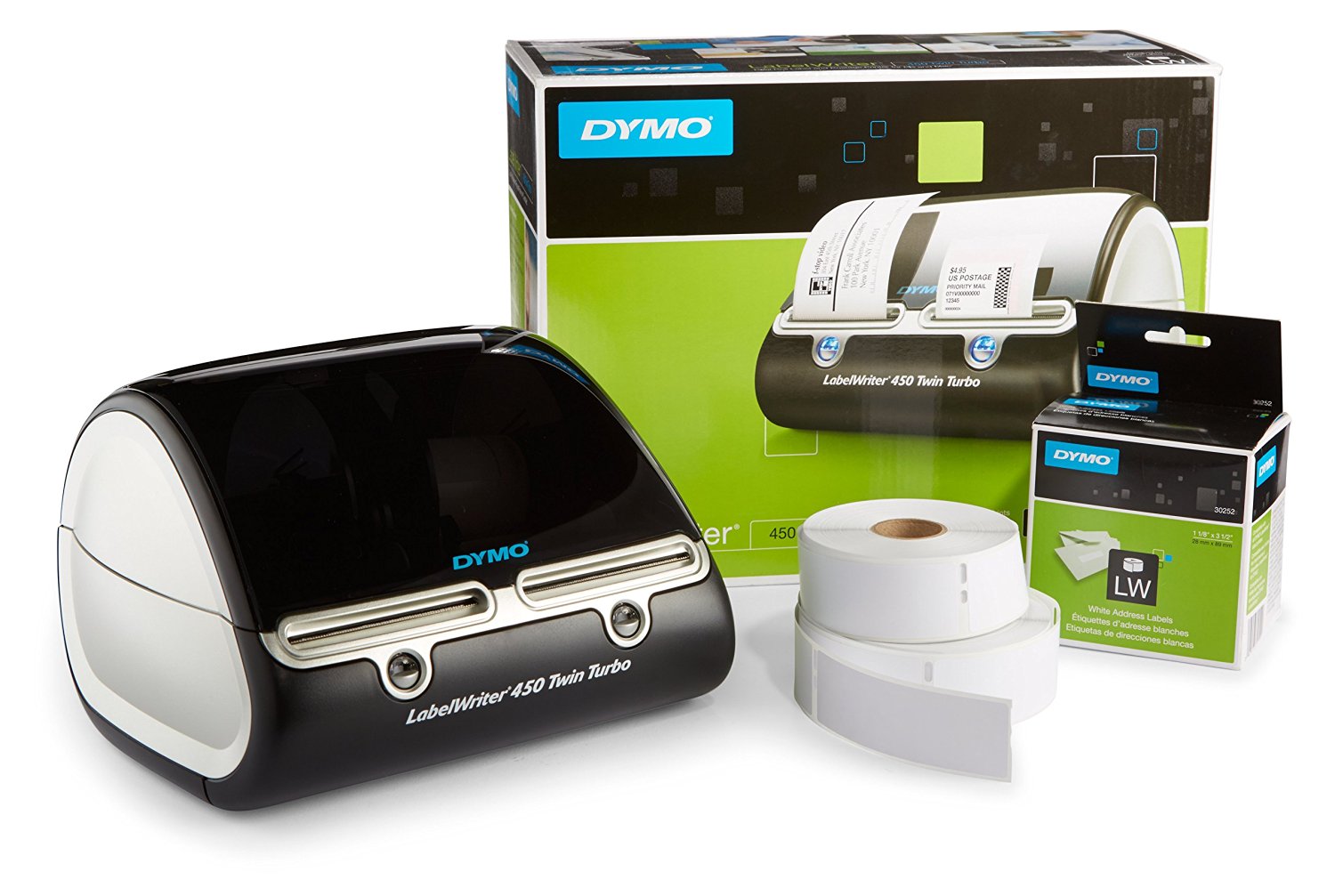 DYMO LabelWriter 450 Twin Turbo Label Maker with Bonus LW White Address ...