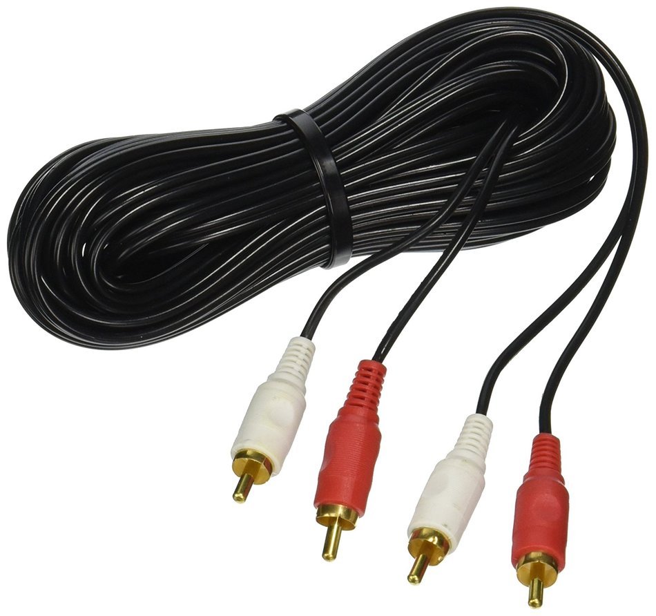 Dual RCA Audio Cable 25ft long for Stereo CD DVD Amplifier Mixer DJ PA ...