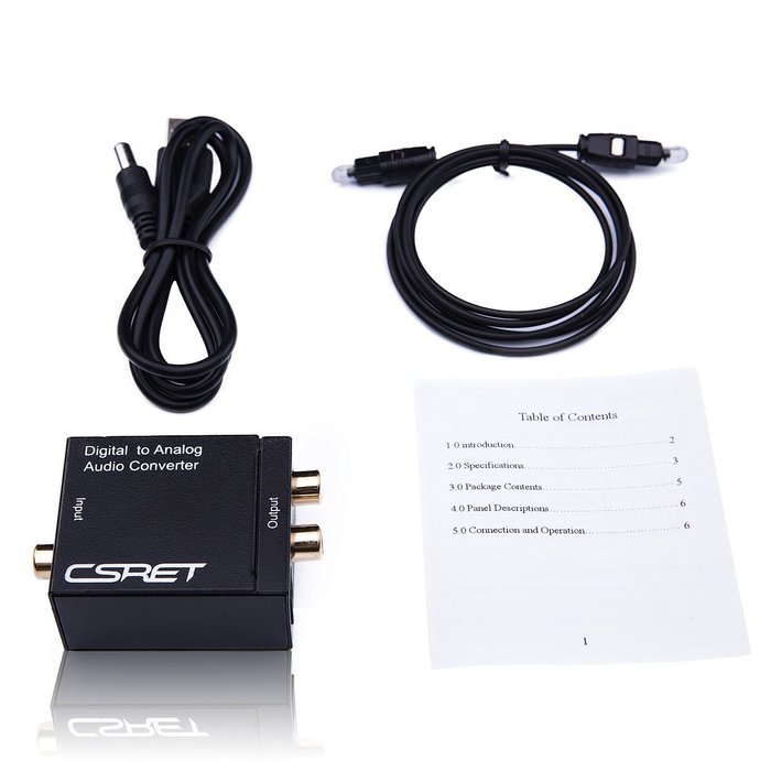 CSRET Digital to Analog Audio Converter Adapter, Coax and Optical ...