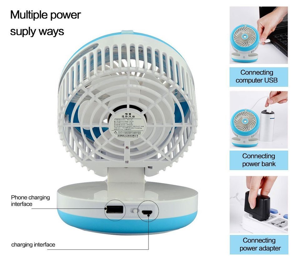 Topwell Humidifier Fan USB Mini Cooling Misting Fan Portable Water ...