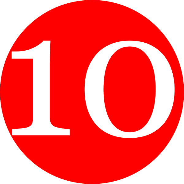 Red Number 10 Clip Art free image download
