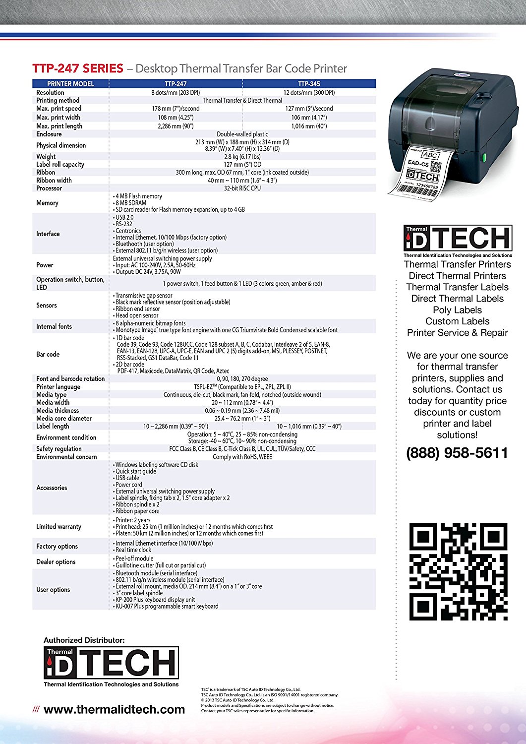 TTP-247 Series Desktop Thermal Transfer Bar Code Printer (TTP-247 ...