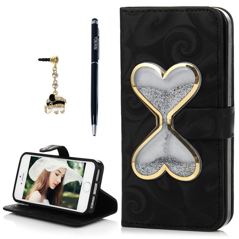 IPhone SE Case, iPhone 5/5S Case,YOKIRIN Stand Wallet Premium PU Leather with Handmade Flowing ...