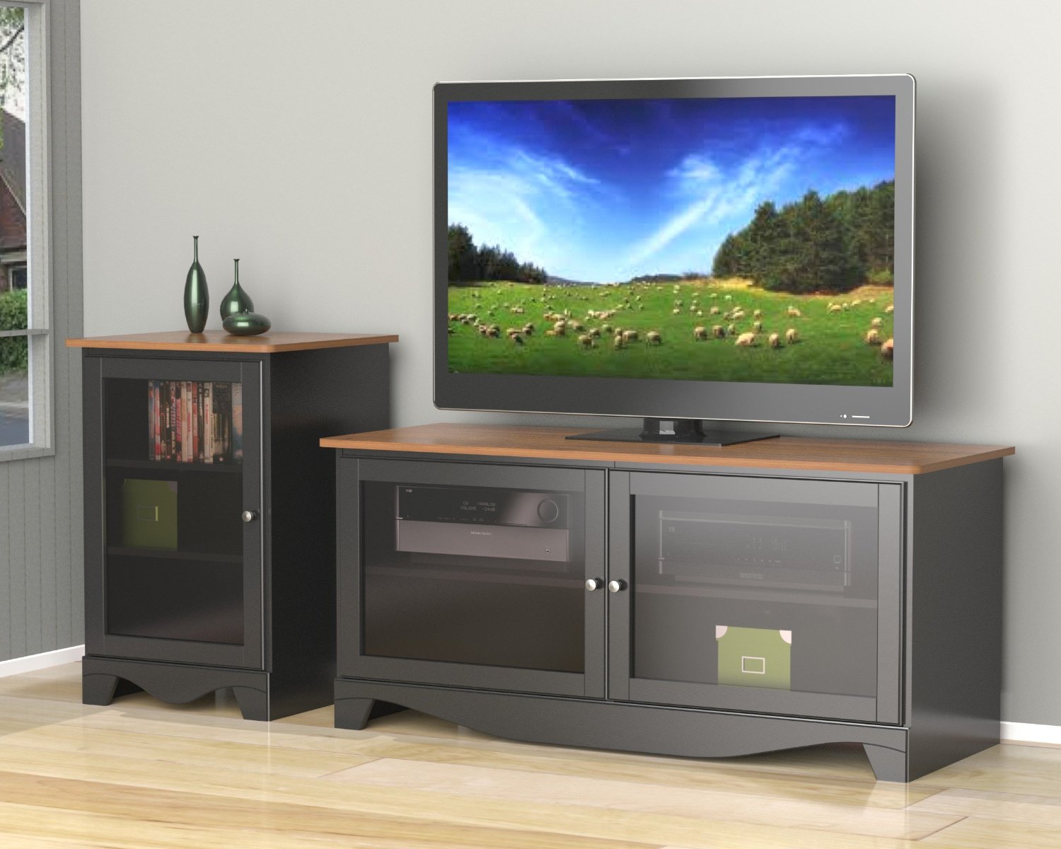 Pinnacle 1-Door Audio Tower 101915 from Nexera - Cherry and Black free ...