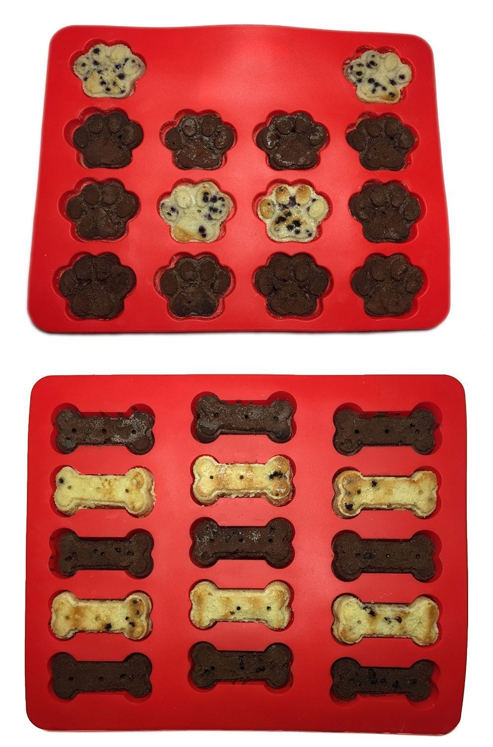 Joyoldelf Puppy Paws & Bones Silicone Baking Molds-Pan-Ice Trays Set of ...