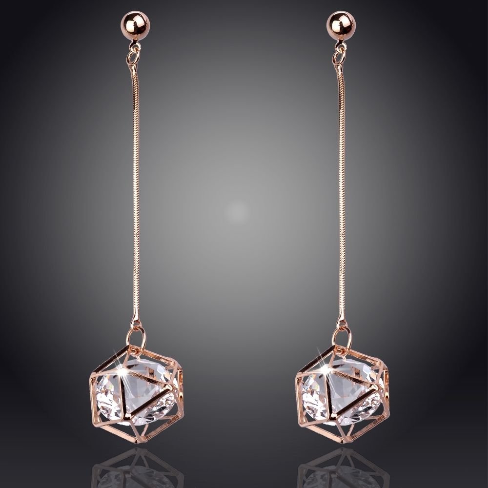 Women Gold Silver Filled Earring Crystal Drop Dangle Hook Stud Earrings ...