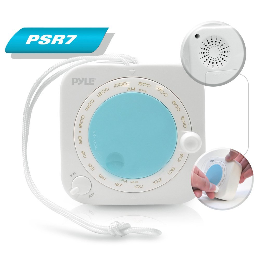Pyle Psr7 Splash Proof Water Resistant Mini Digital Am Fm Radio With
