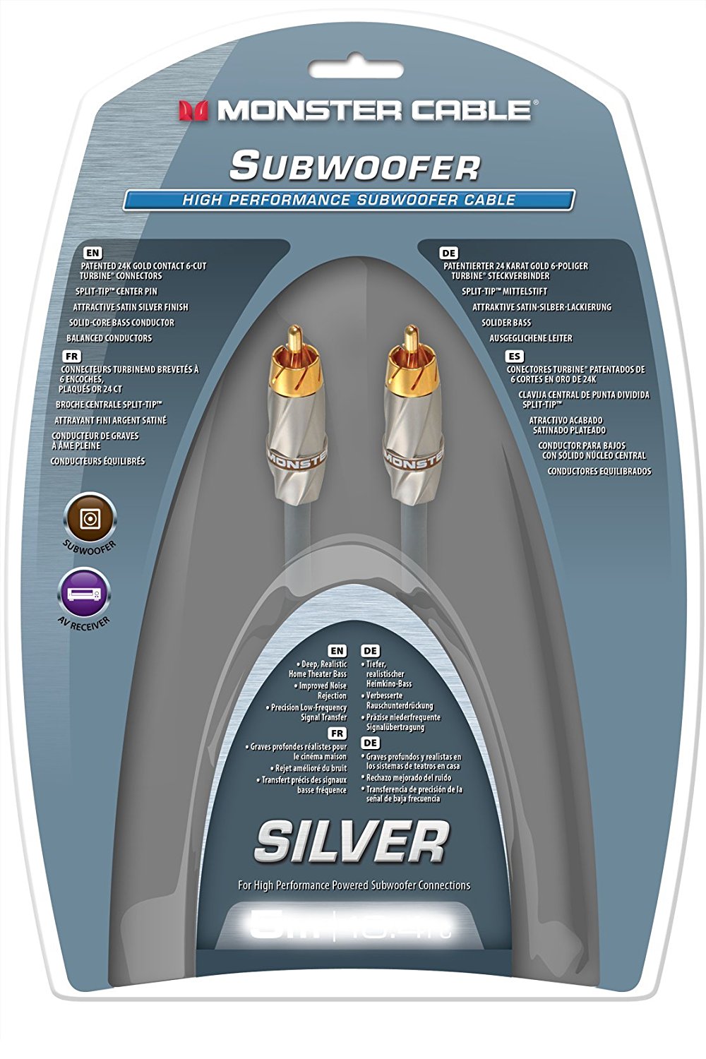 Monster Silver High Performance Subwoofer Cable - 24 Feet N3 free image ...