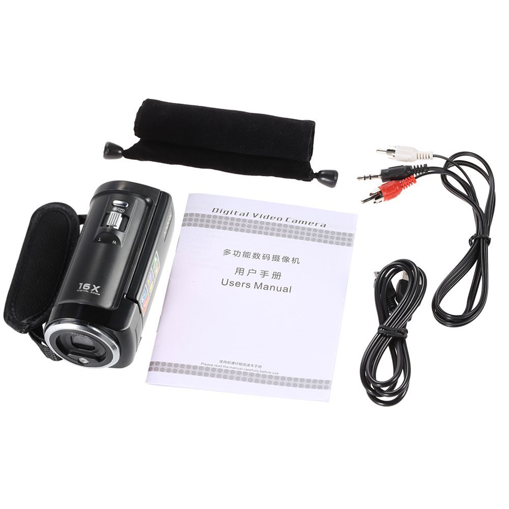 Andoer HDV-107 Digital Video Camcorder Camera HD 720P 16MP DVR 2.7'' TFT LCD Screen 16x ZOOM N5 ...