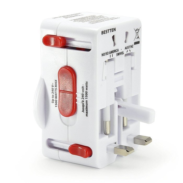 Bestten 3 Outlet Portable Travel Surge Protector with 2.4A Dual USB ...